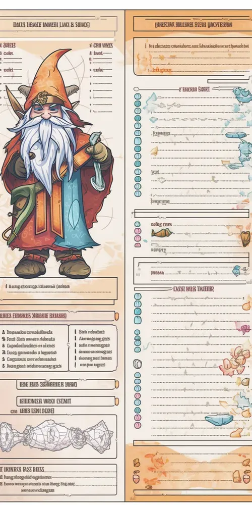 Detailed Print Ready RPG Character Sheets Midjourney Prompt | PromptBase