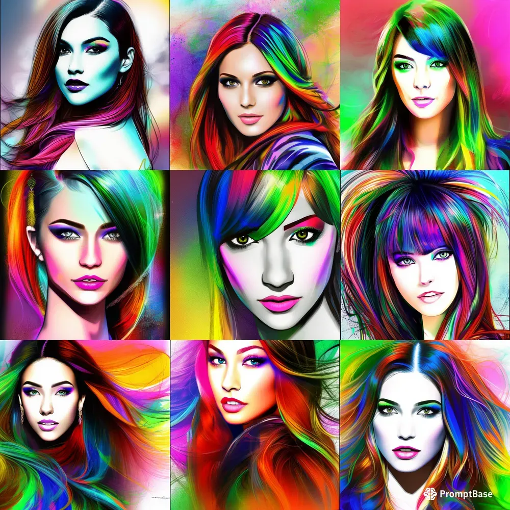 Colorful Drawings Of Women Stable Diffusion Prompt | PromptBase