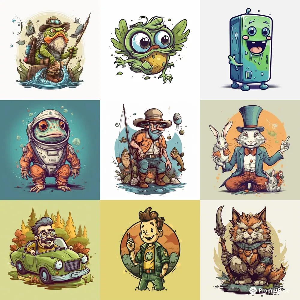 Funny Cartoons Tshirt Designs Midjourney Prompt | PromptBase