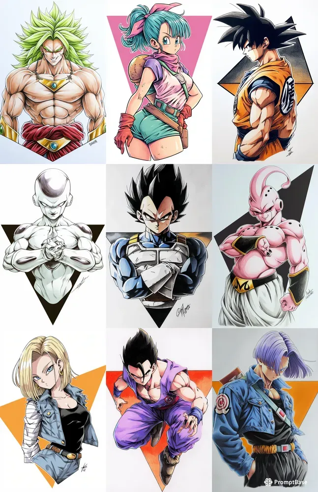 Simple Dbz Drawing Characters Midjourney Prompt | PromptBase