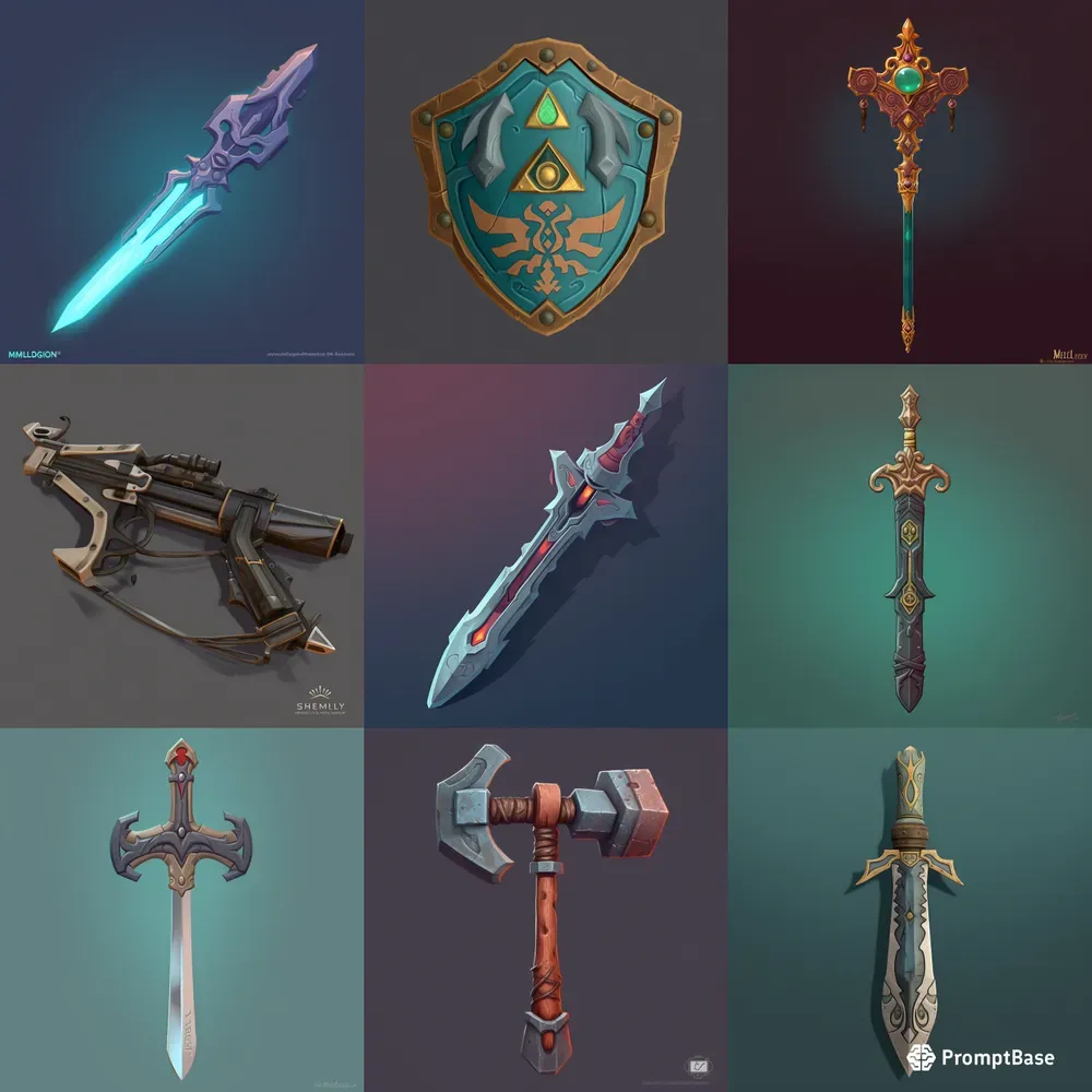 Legends Of Zelda Style Weapon Designs Midjourney Prompt | PromptBase
