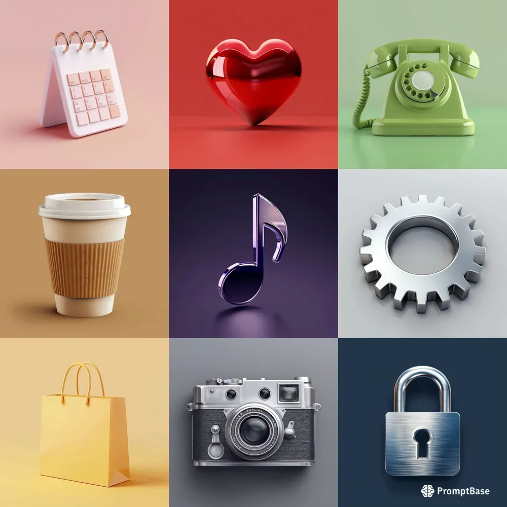 3D Realistic App Icons Midjourney Prompt | PromptBase