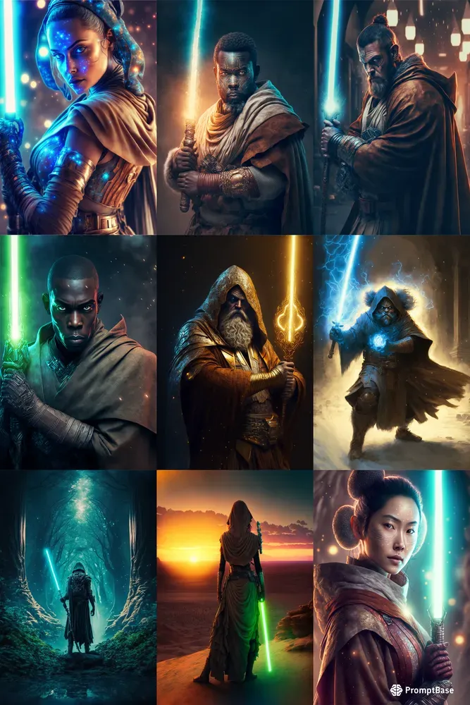 Realistic Jedi Star Wars Characters Midjourney Prompt | PromptBase
