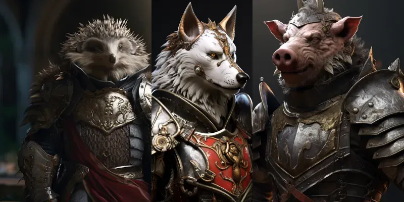 Animals Knights Midjourney Prompt | PromptBase