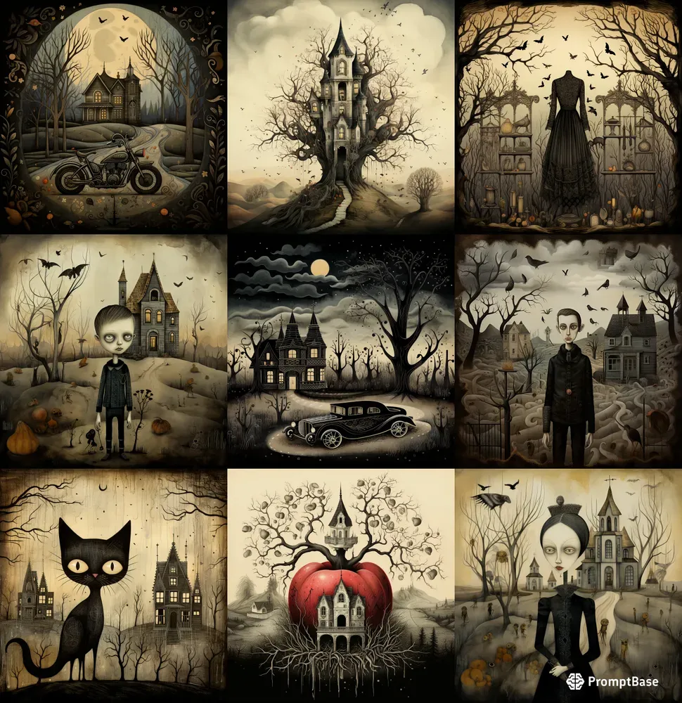 Surrealistic Gothic Illustrations Midjourney Prompt | PromptBase
