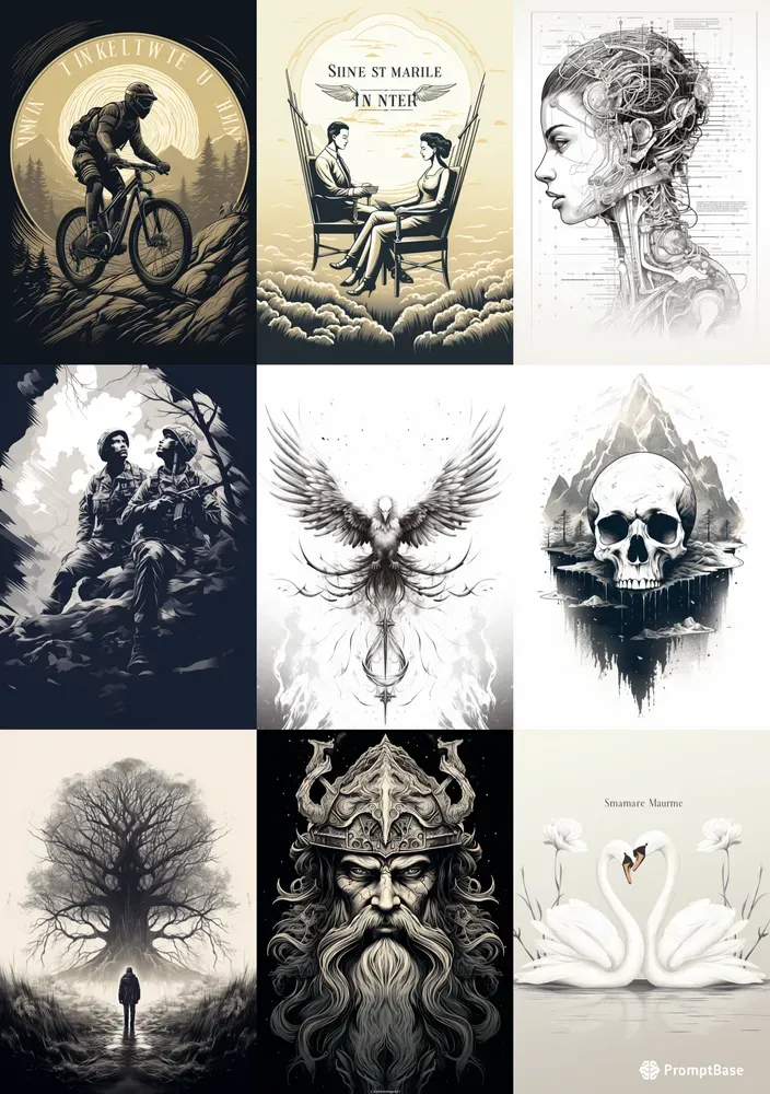 Monochromatic Line Art Pencil Covers Midjourney Prompt | PromptBase