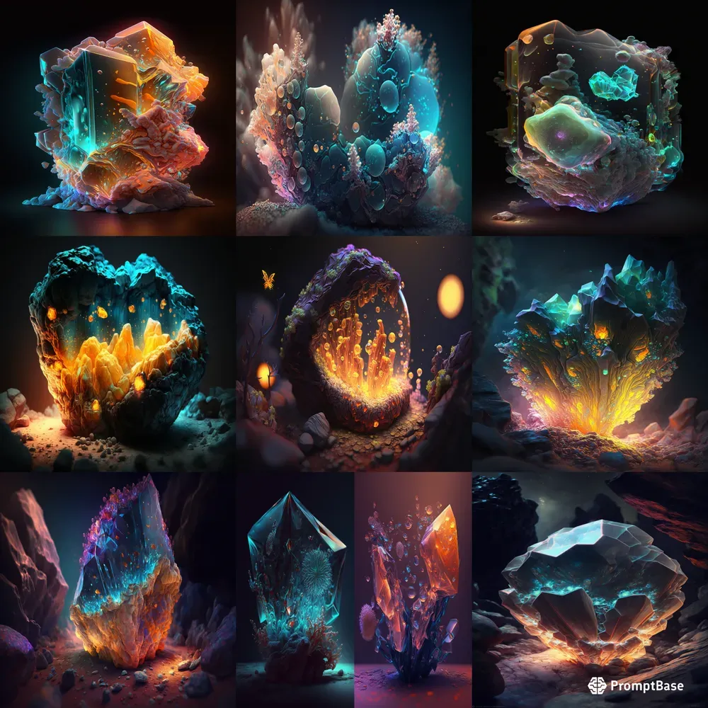 Alien Mineral Formations Midjourney Prompt | PromptBase