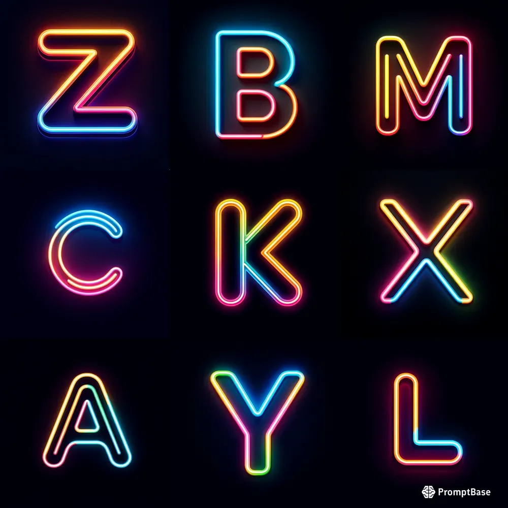 Glowing Neon Letters DALL·E Prompt | PromptBase