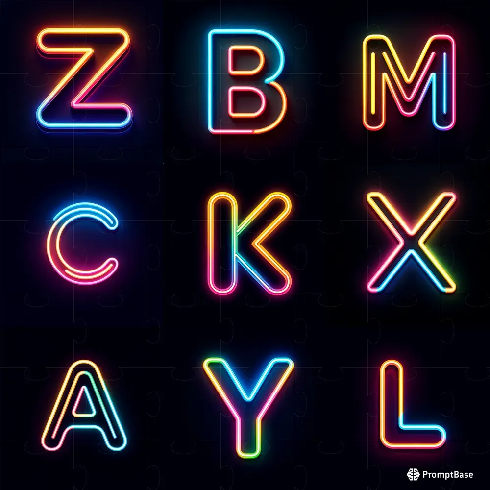 Glowing Neon Letters DALL·E Prompt | PromptBase