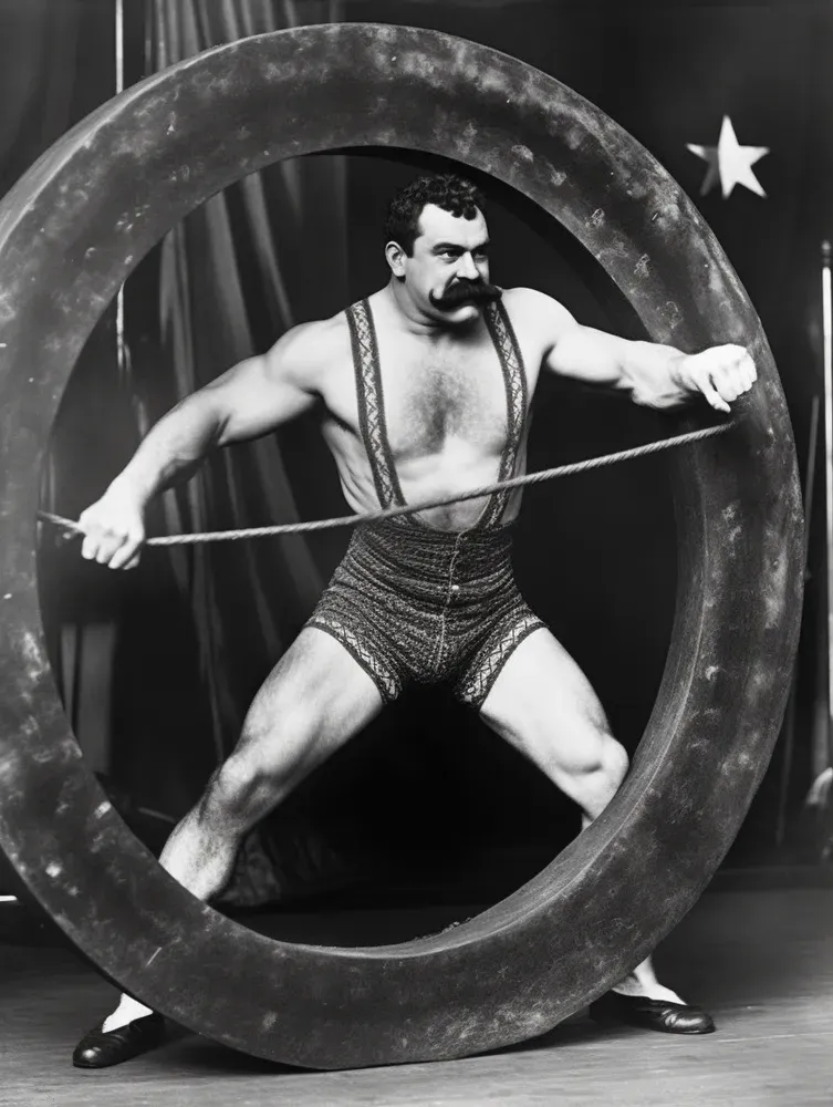 Vintage Strongmen Circus Bodybuilders Midjourney Prompt | PromptBase