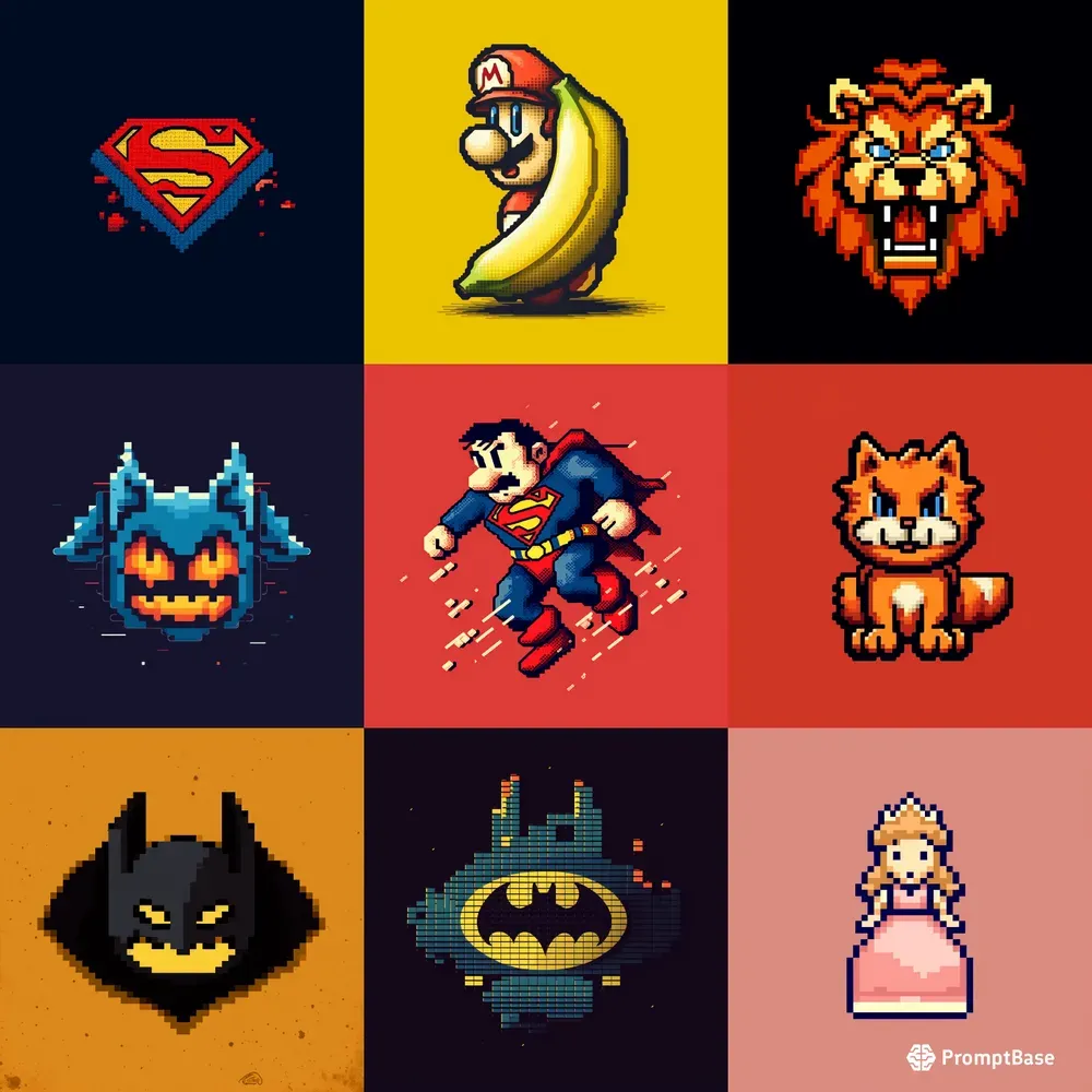 Funny Pixel Logos Midjourney Prompt | PromptBase