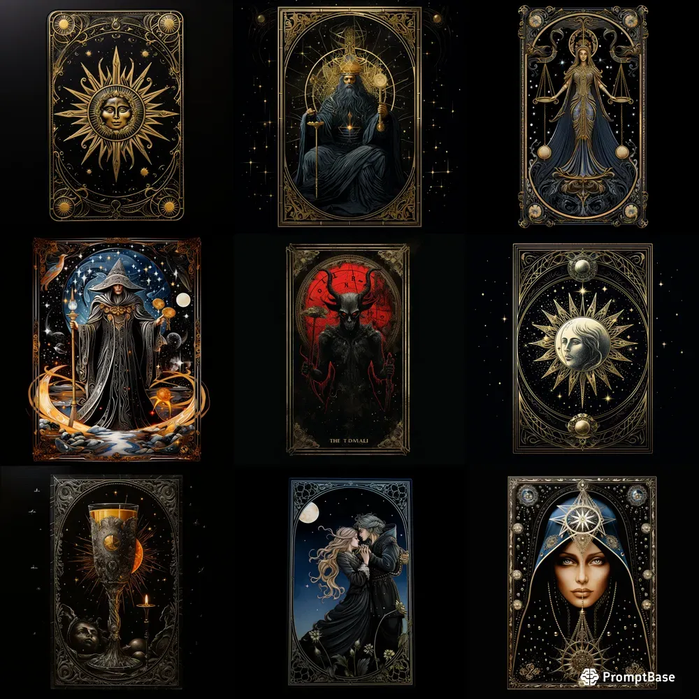 Tarot Cards Designs Midjourney Prompt | PromptBase