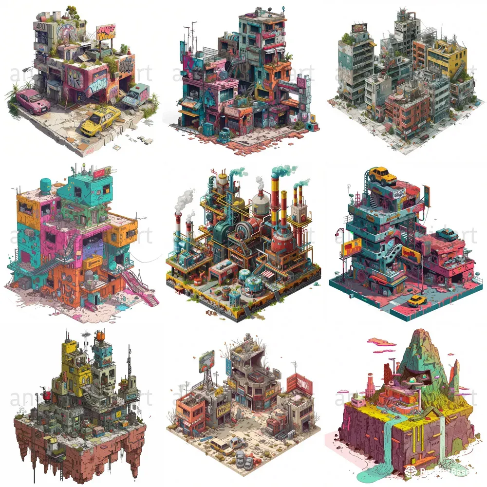 Isometric Modern Dioramas Level Designs Midjourney Prompt | PromptBase