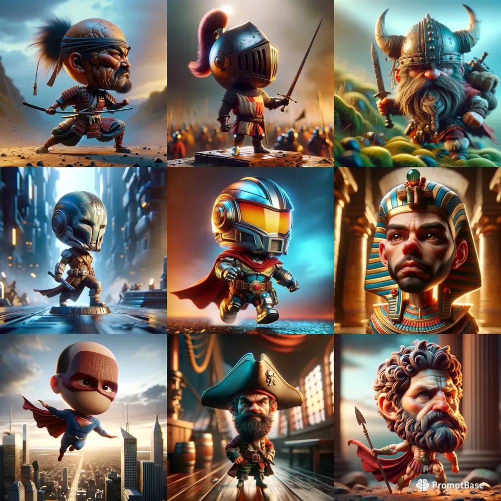 Miniature Hero Caricatures DALL·E Prompt | PromptBase