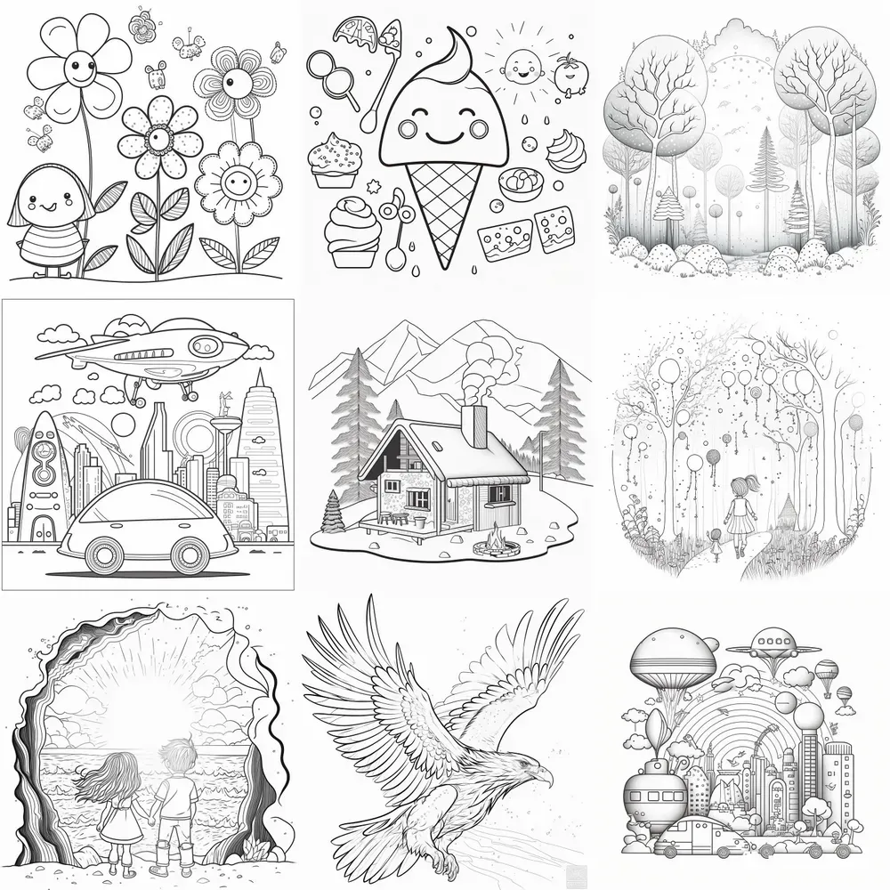 Cute Kids Coloring Book Motives Midjourney Prompt | PromptBase