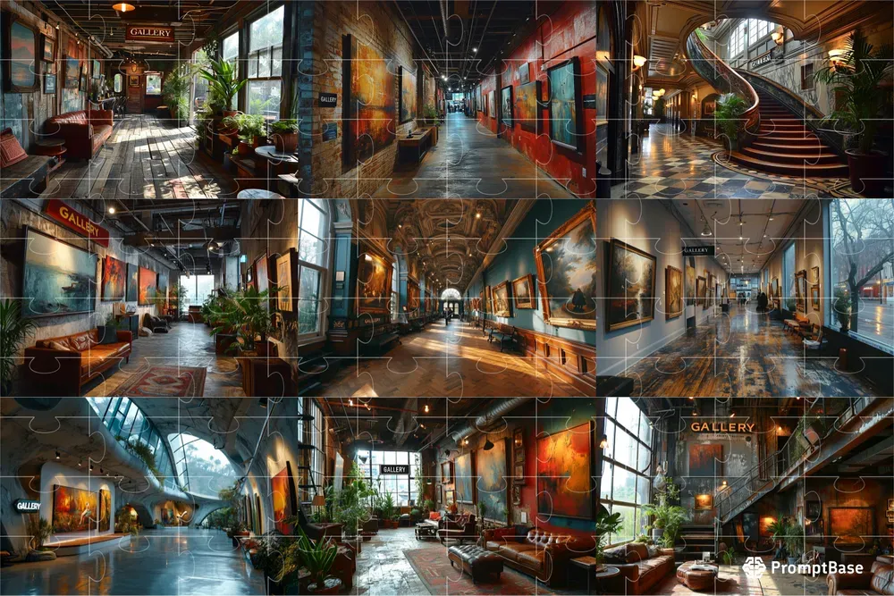 Customizable Art Gallery Style Layouts Midjourney Prompt | PromptBase