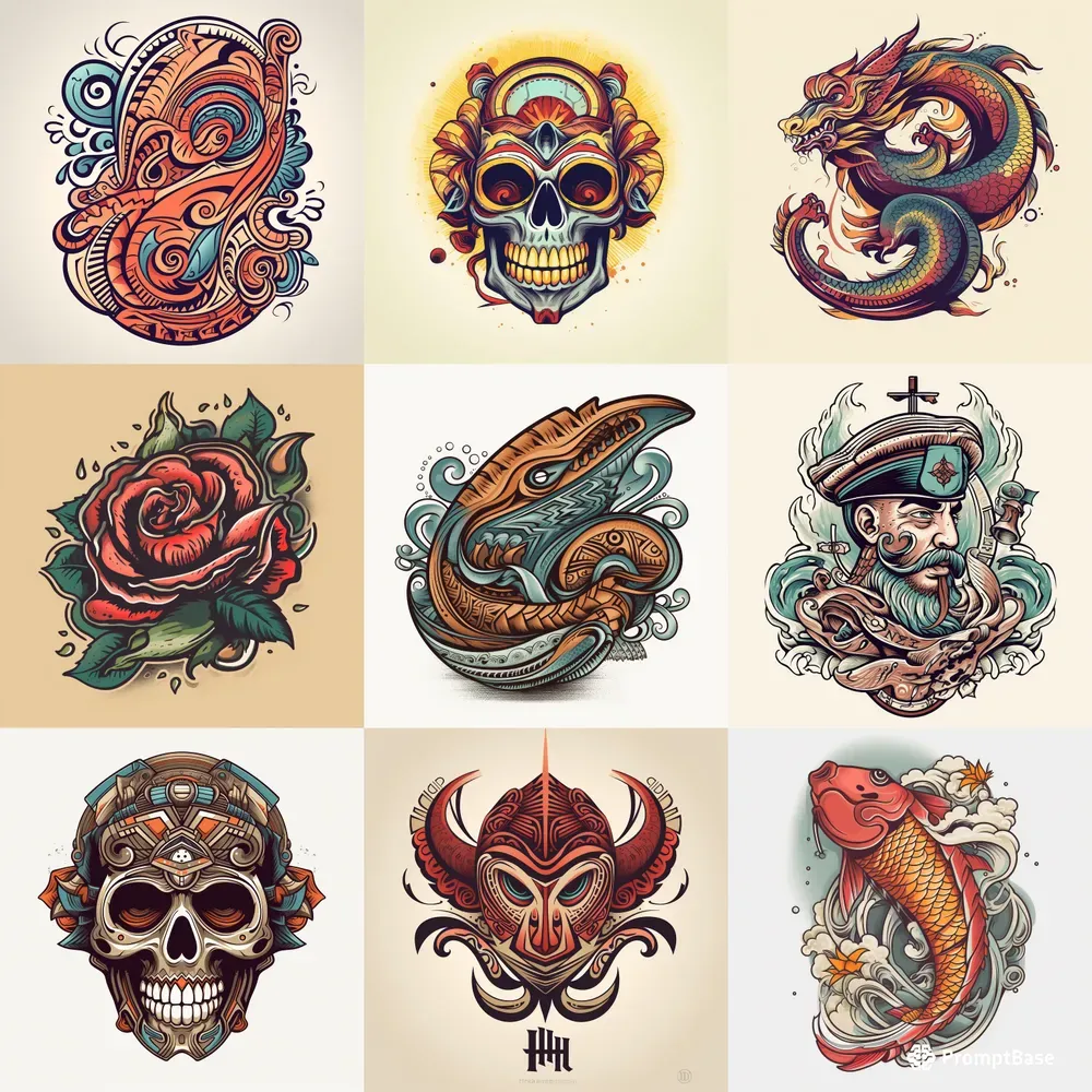 Tribal Tattoo Stickers Designs Midjourney Prompt | PromptBase
