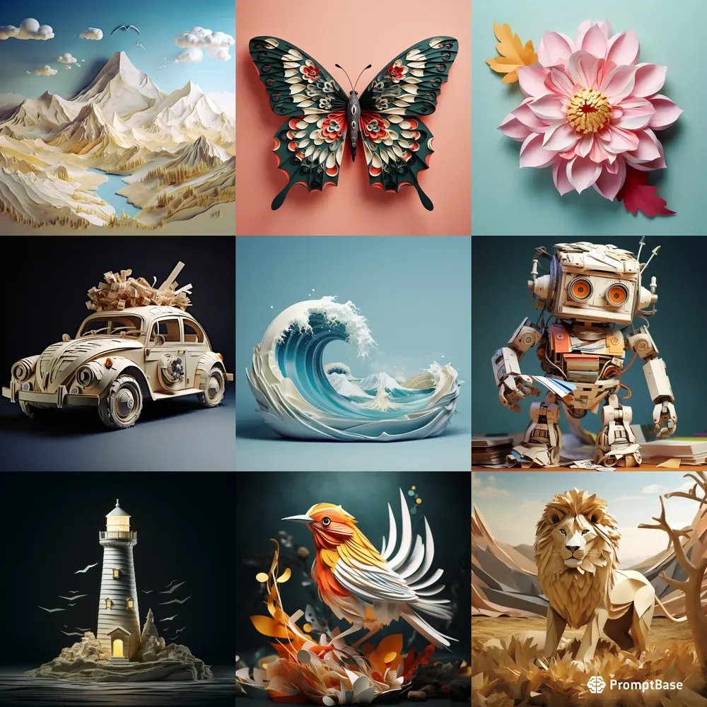 Paper Objects Midjourney Prompt | PromptBase