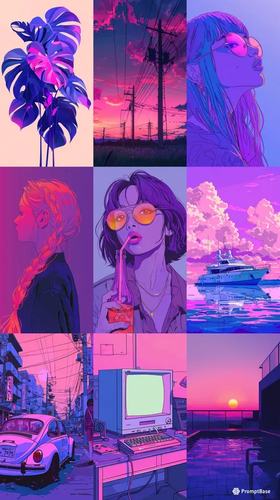 Lofi Vaporwave Poster Art Midjourney Prompt | PromptBase