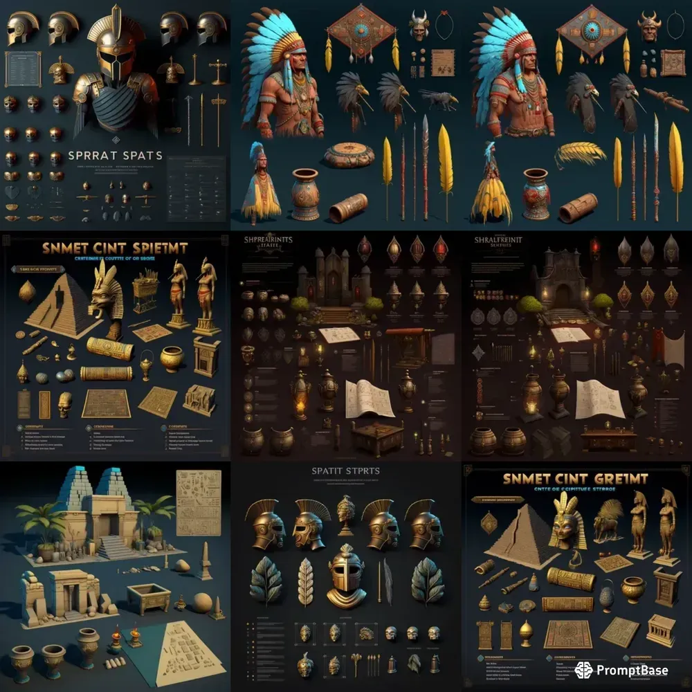 Sprite Sheets Of Game Visuals Midjourney Prompt | PromptBase