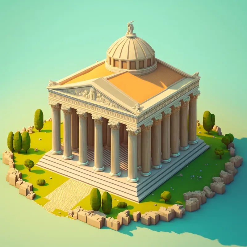 Isometric Temples Midjourney Prompt | PromptBase