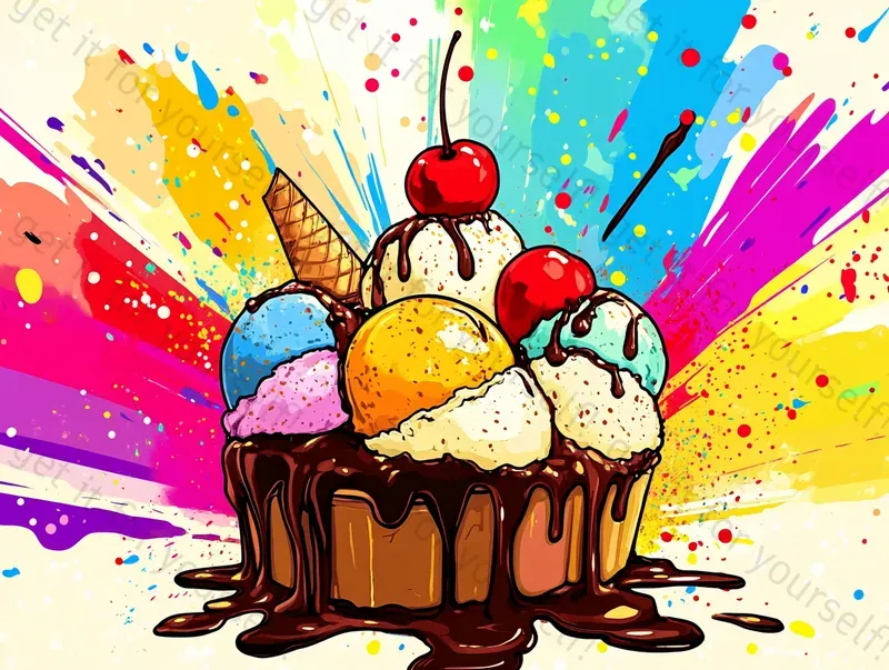 Explosive Eats Pop Art Food Fantasias Midjourney Prompt | PromptBase