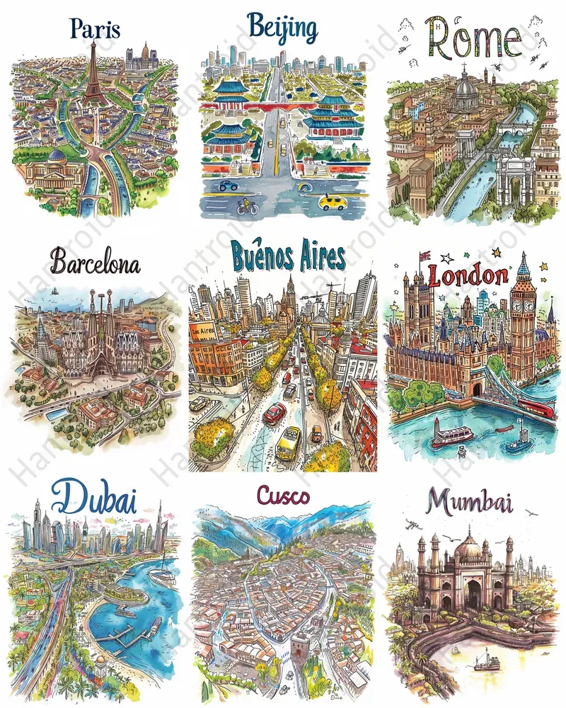 Dynamic City Sketch Maps Midjourney Prompt | PromptBase