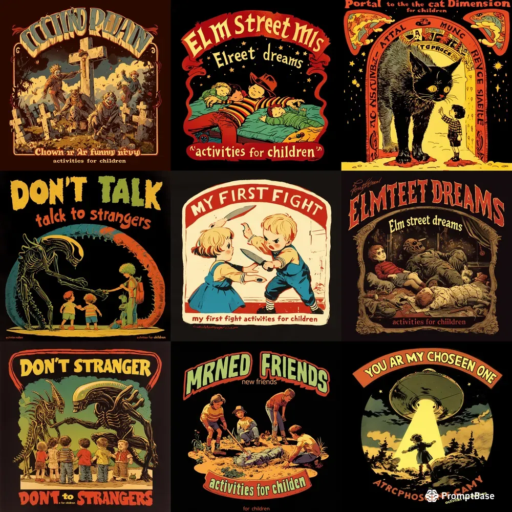 Retro 70s Children Illustrations Midjourney Prompt | PromptBase