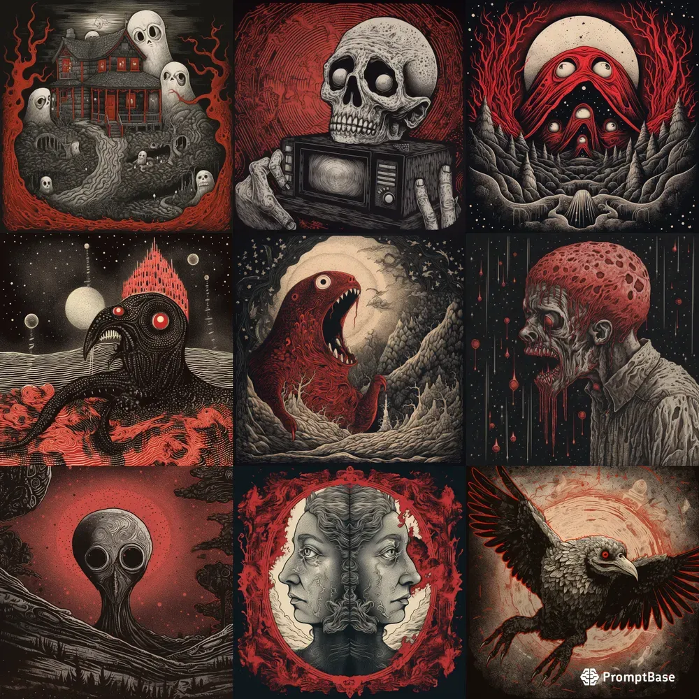 Creepy Gothic Horror Illustrations Midjourney Prompt | PromptBase