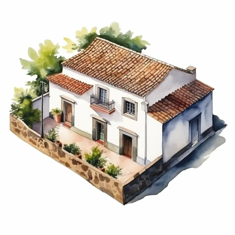 Illustrated Spanish Style Houses Midjourney Prompt | PromptBase
