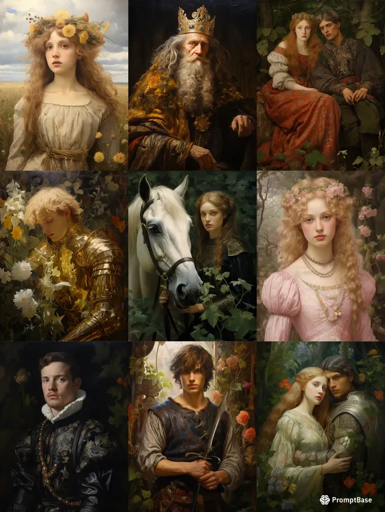 Preraphaelite Medieval Oil Portraits Midjourney Prompt | PromptBase