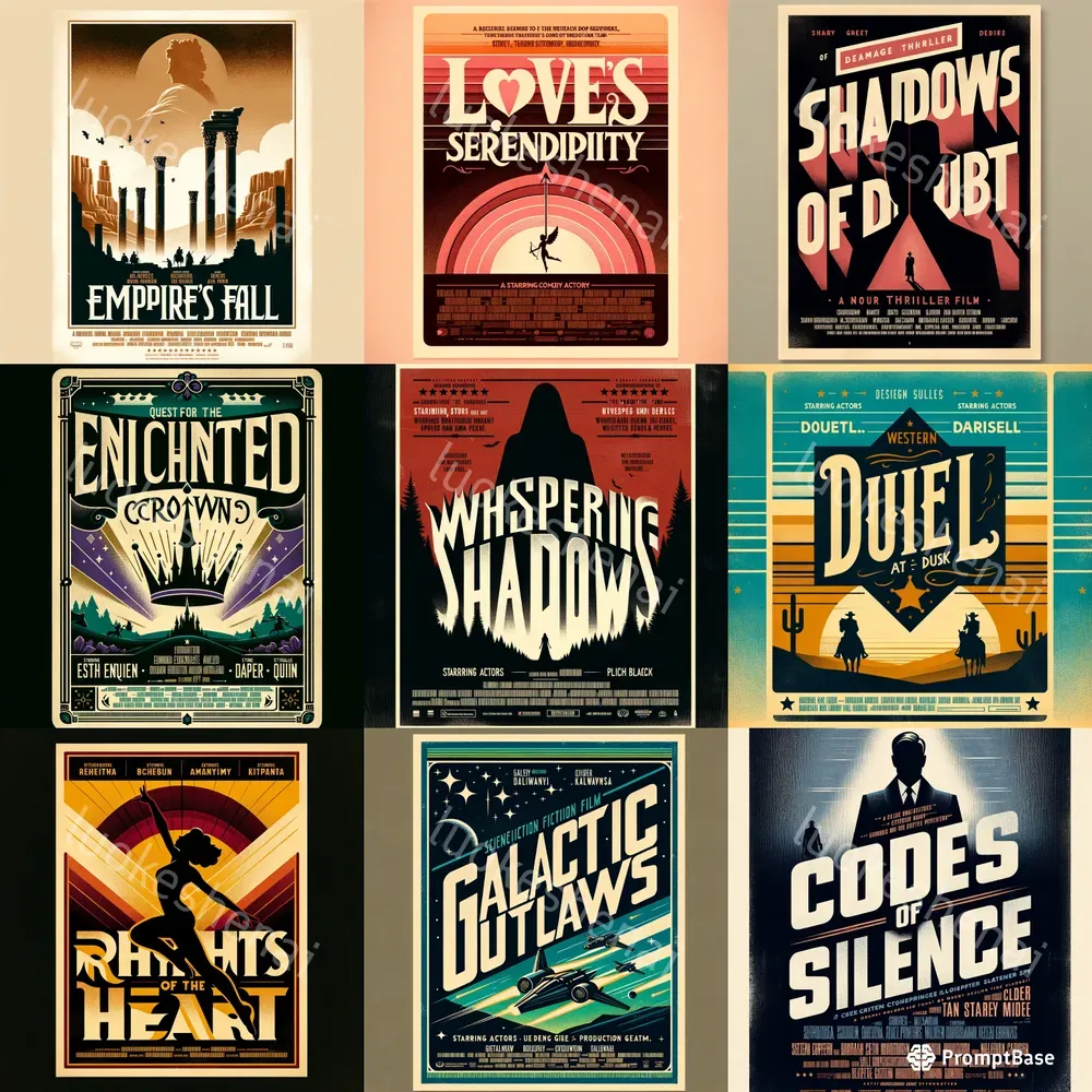 Silhouette Retro Style Movie Posters DALL·E Prompt | PromptBase