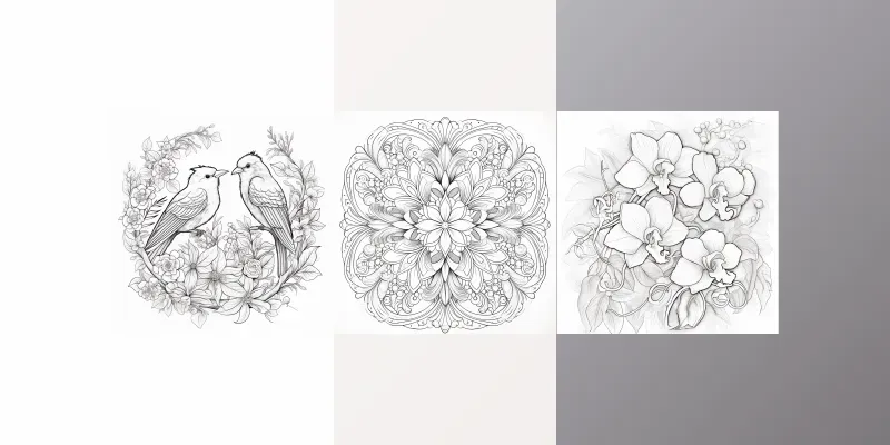 Beautiful Adult Coloring Books Pages Midjourney Prompt | PromptBase