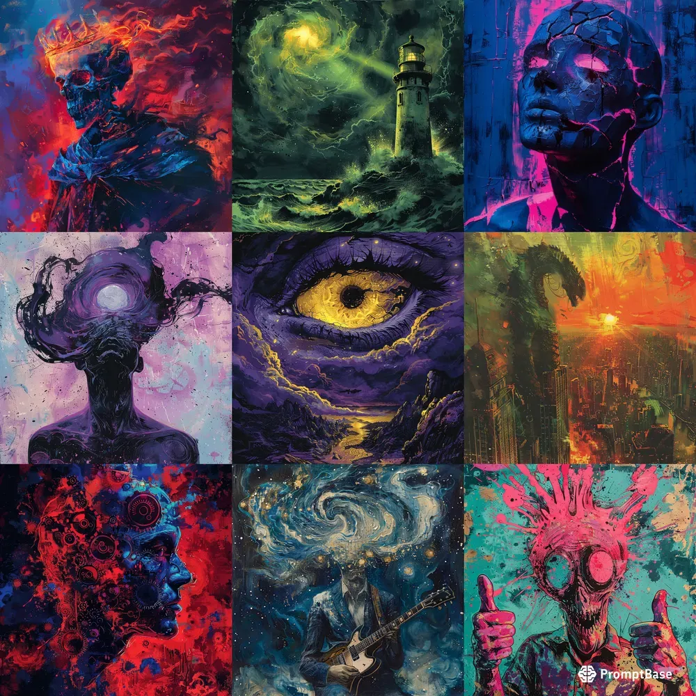 Psychedelic Apocalypse Rock Art Midjourney Prompt | PromptBase