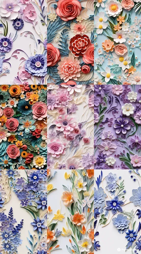 Seamless Repeating Paper Floral Patterns Midjourney Prompt | PromptBase