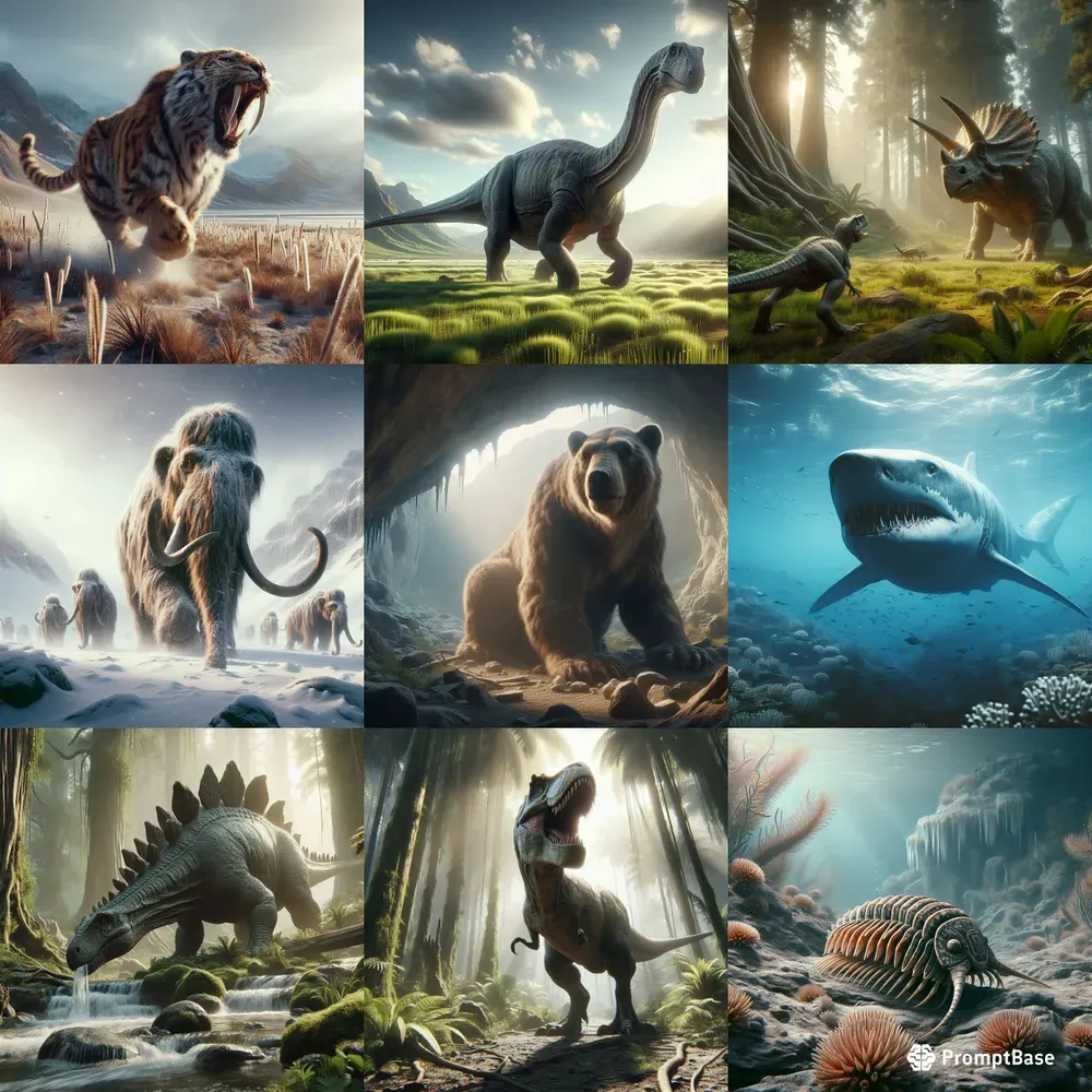 Prehistoric Animals DALL·E Prompt | PromptBase