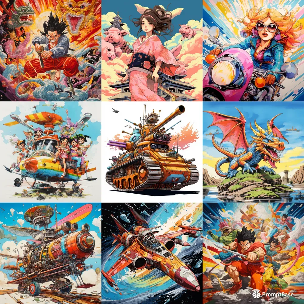 Manga Designs Akira Toriyama Style Midjourney Prompt | PromptBase