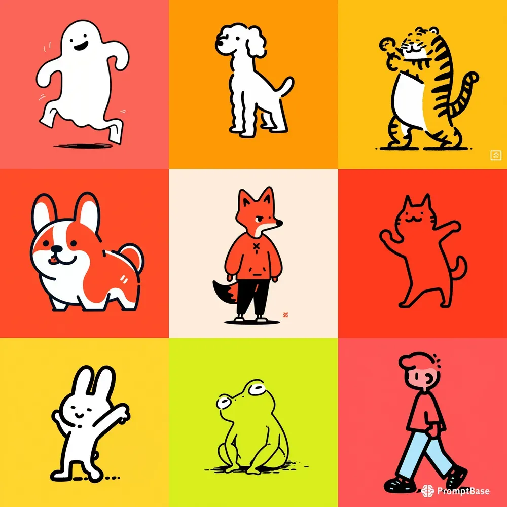 Cartoon Minimal Characters Midjourney Prompt | PromptBase