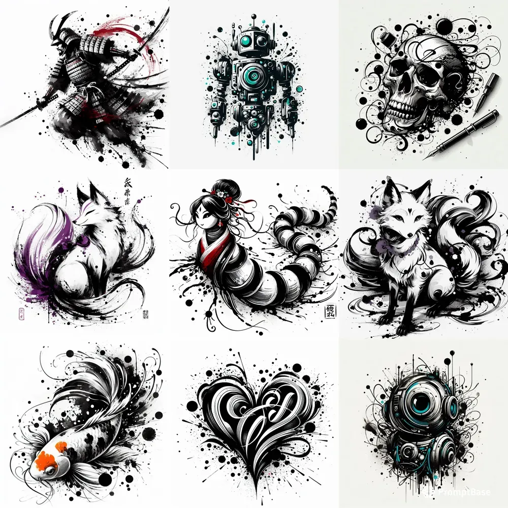Ink Patterns Tattoo Designs Tshirts DALL·E Prompt | PromptBase