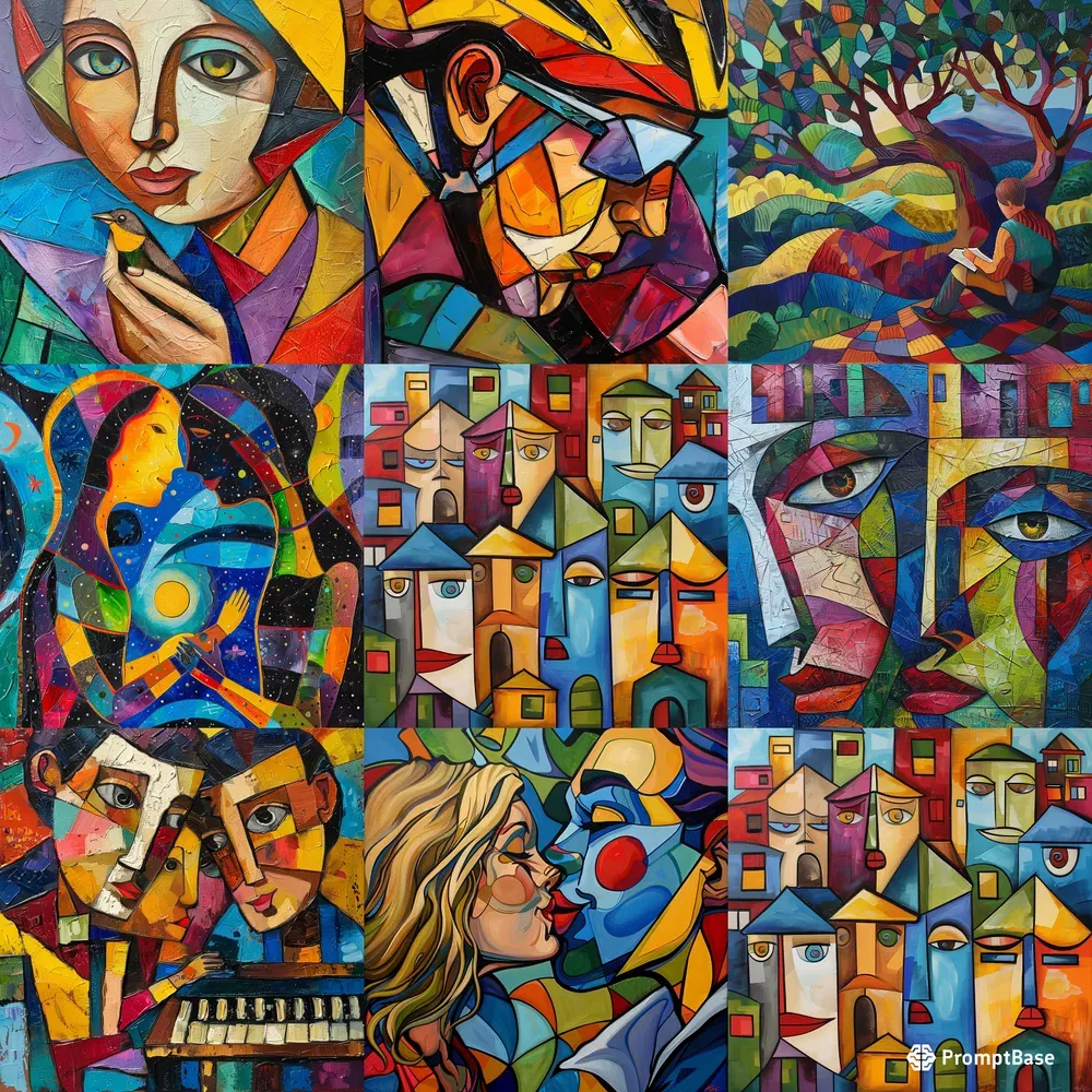 Pablo Picasso Cubism Paintings Midjourney Prompt | PromptBase