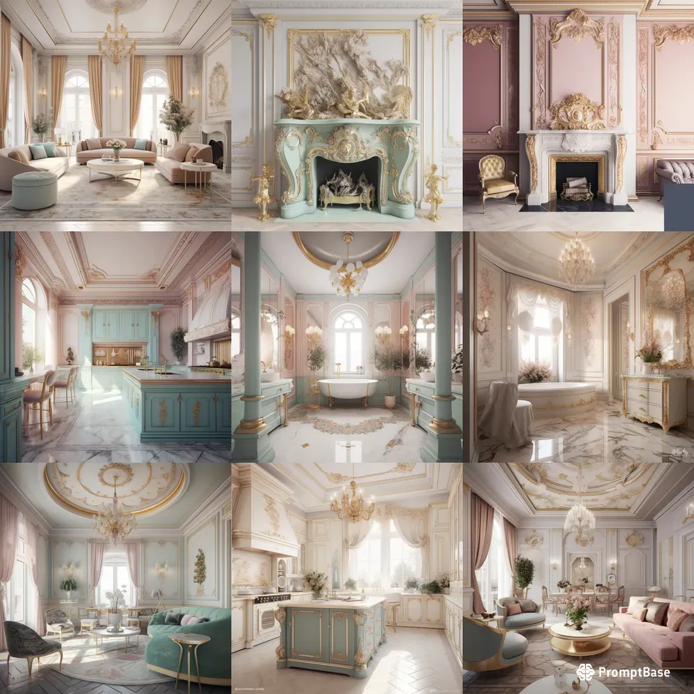 Rococo Architecture Interior Designs Midjourney Prompt | PromptBase