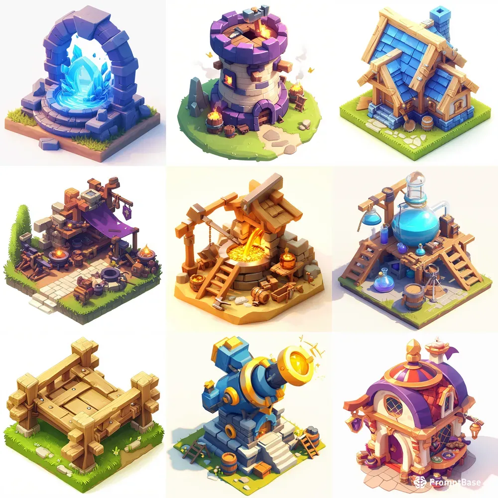 Clash Of Clan Like Build 3D Assets Midjourney Prompt | PromptBase