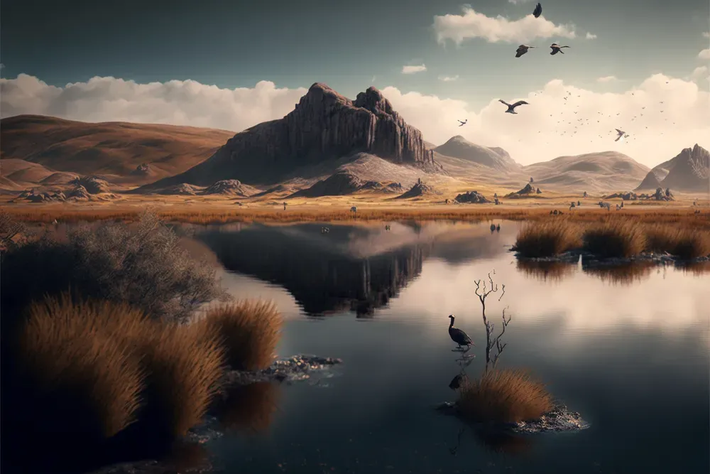 Dramatic Landscape Scene Photographs Midjourney Prompt | PromptBase