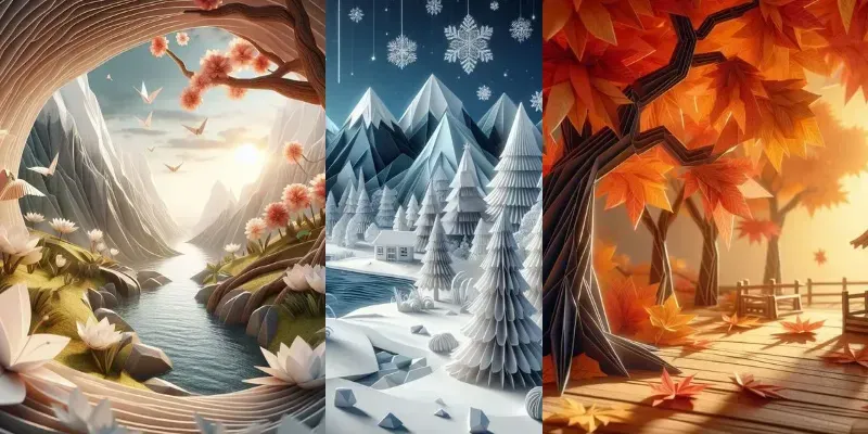 Four Paper Seasons DALL·E Prompt | PromptBase