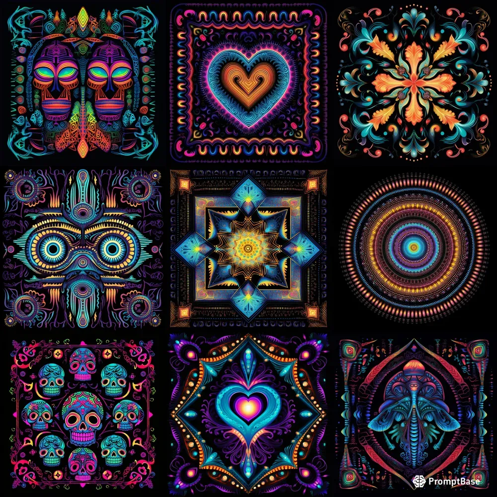 Funky Neon Shapes And Patterns Midjourney Prompt | PromptBase