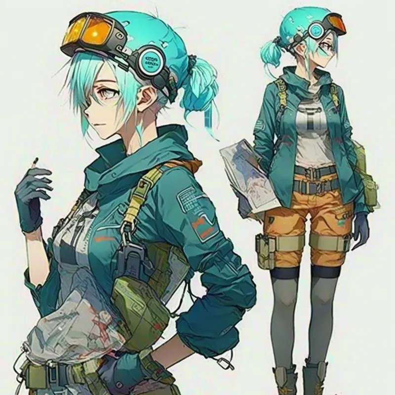 Neon Inventor Anime Girls Character Concept Art Midjourney Prompt ...