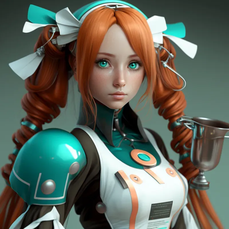Robot Maid Anime Girls Cute Avatars 3D Midjourney Prompt | PromptBase