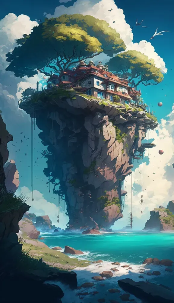 Fantastic Beautiful Ghibli Buildings Midjourney Prompt | PromptBase