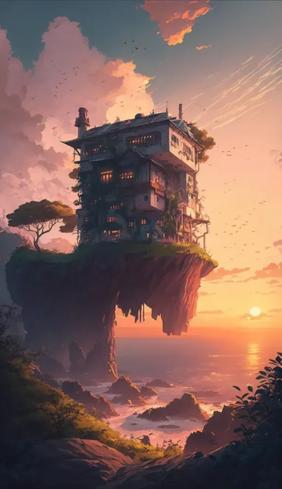 Fantastic Beautiful Ghibli Buildings Midjourney Prompt | PromptBase