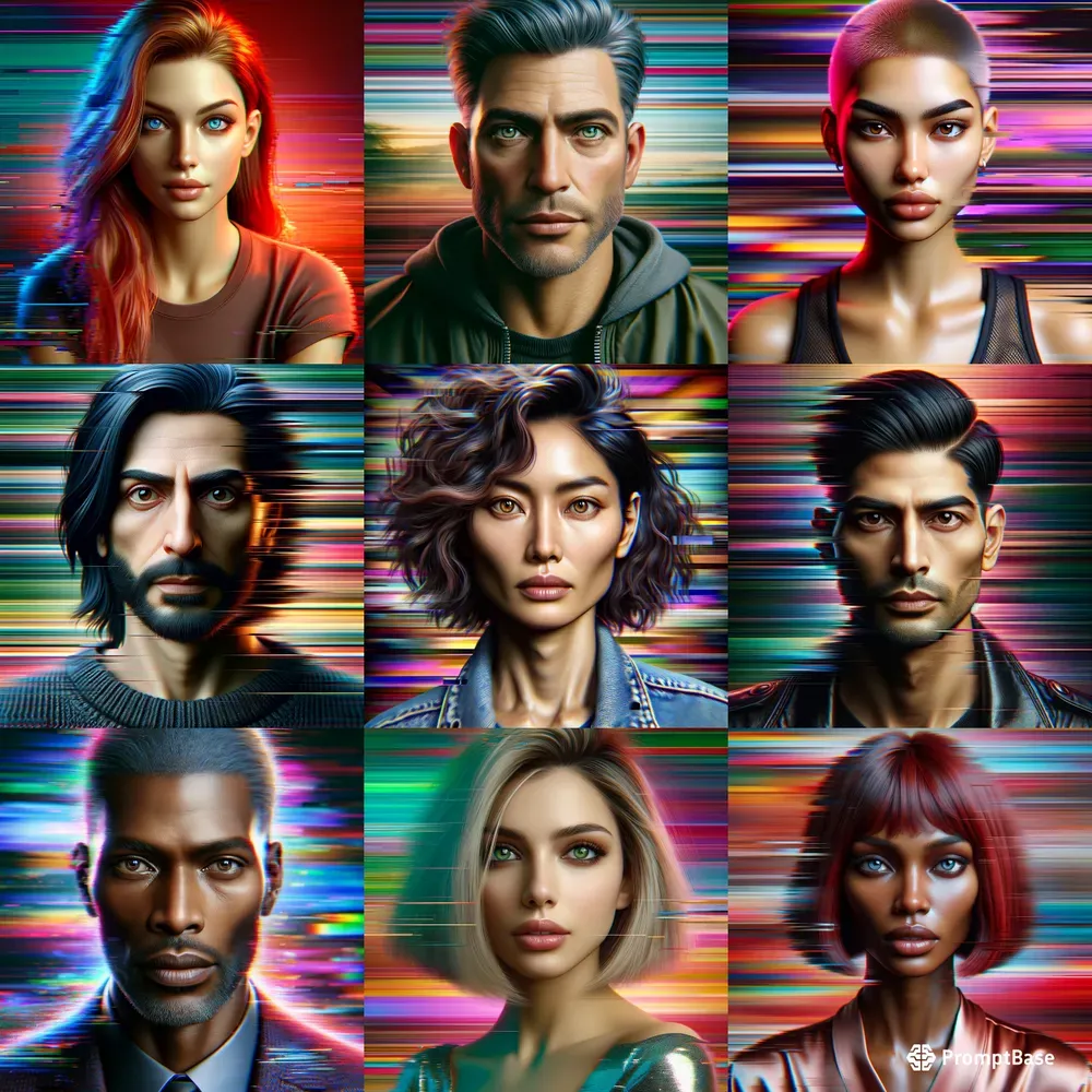 Photorealistic Glitched Avatars DALL·E Prompt | PromptBase
